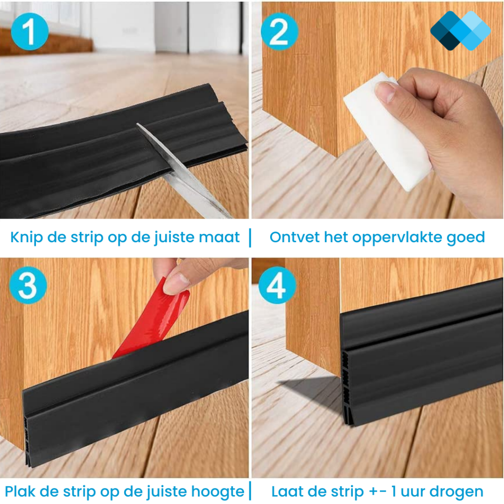 Tochtstrip Zwart - 100 CM x 4,5 CM - Bestel Gemakkelijk Online